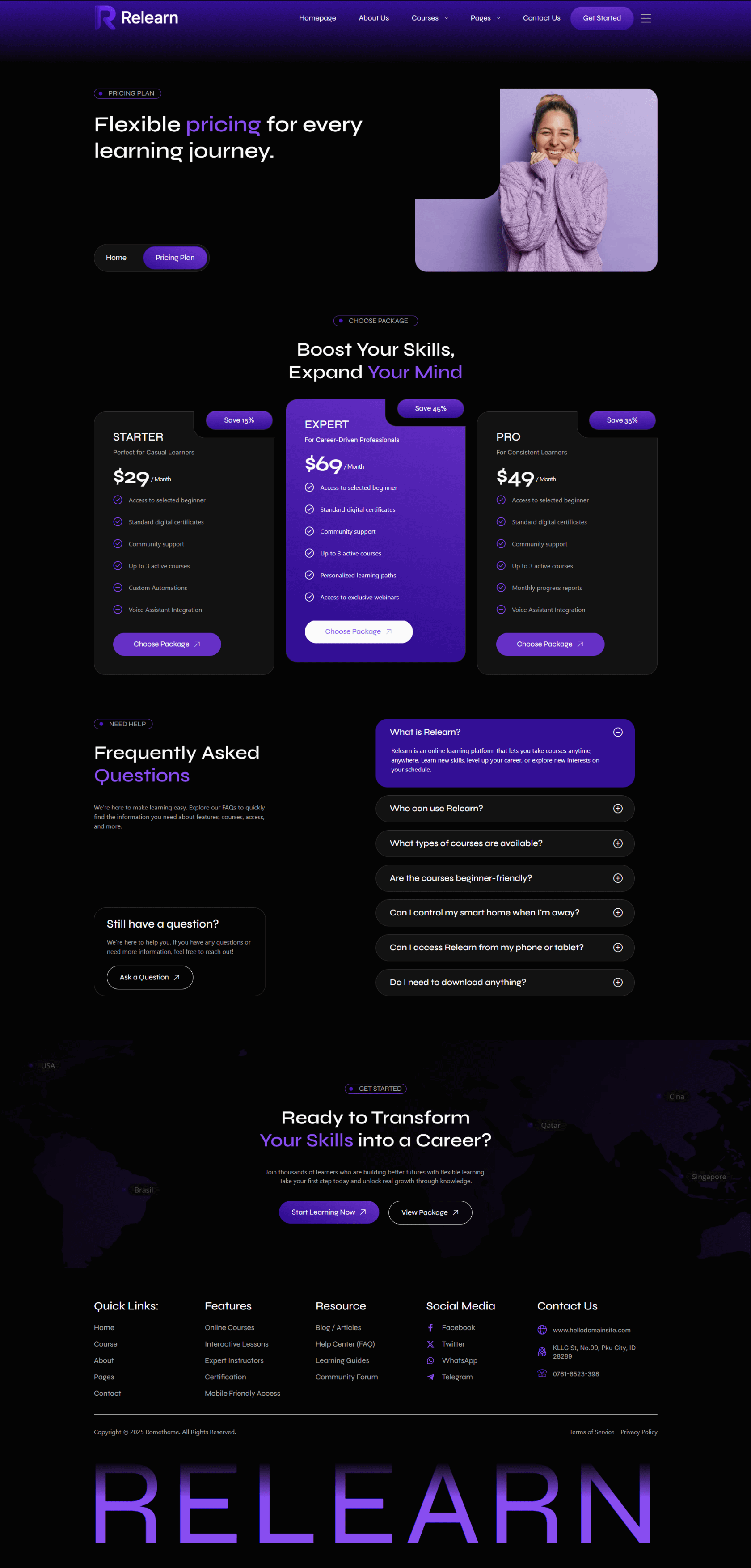 Relearn - Online Courses & E-Learning Elementor Template Kit by Rometheme